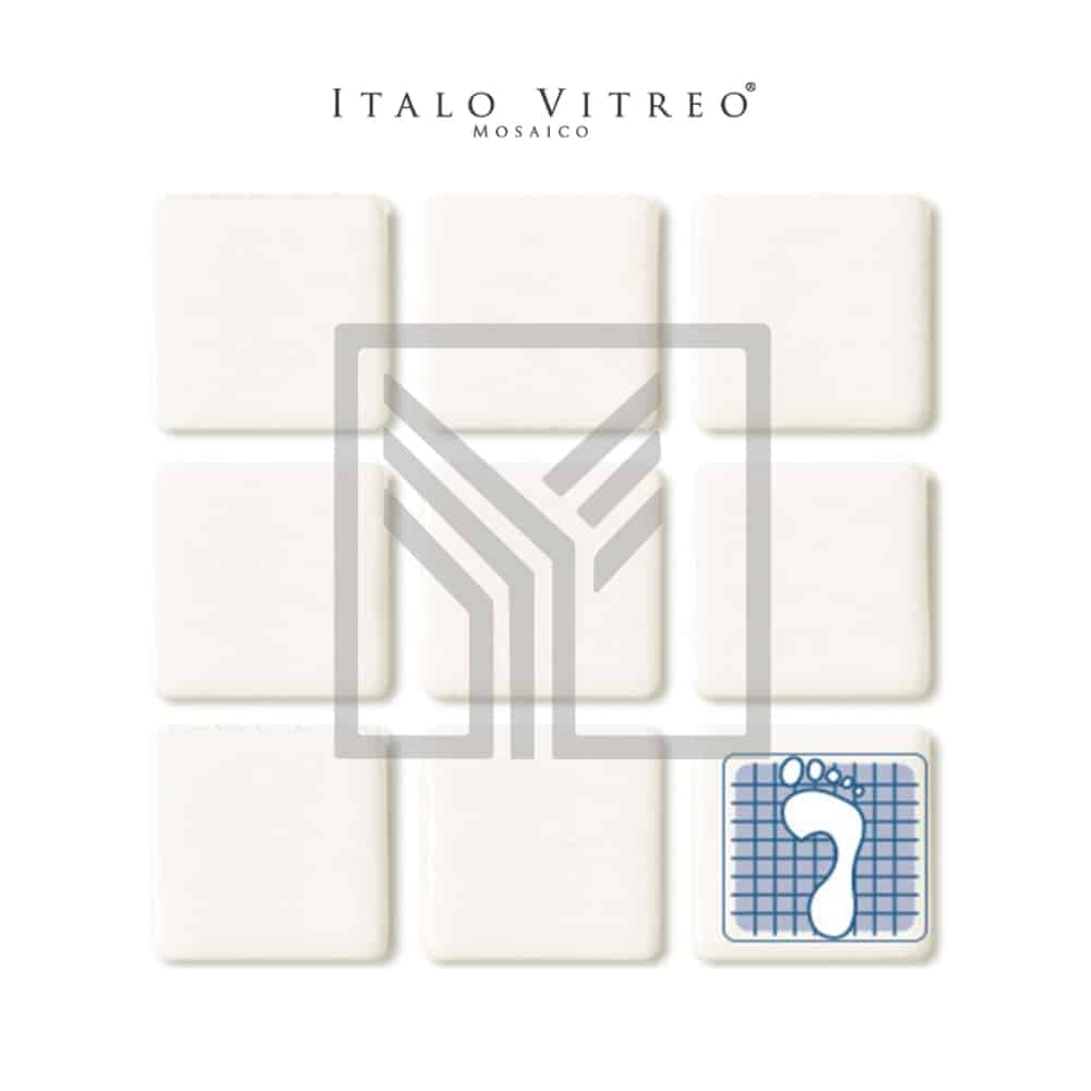 HISPANO GLASS: Mosaico blanco liso antiderrapante 2.5 × 2.5 – albercasy